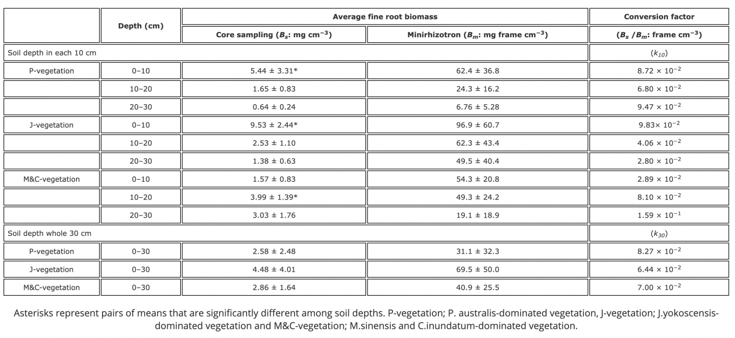 Fine Root Biomass Dynamics in Brackish Marsh Vegetation